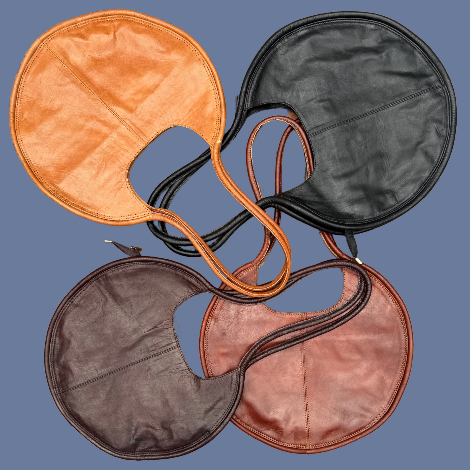 Leather Circle Purse (Black) - Artisan Leather Bag – Intertwined ...